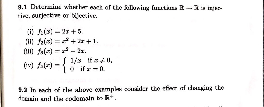 Solved 9.1 Determine whether each of the following functions | Chegg.com