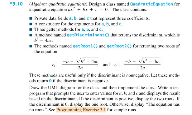 Solved Design a class named QuadraticEquation for a | Chegg.com