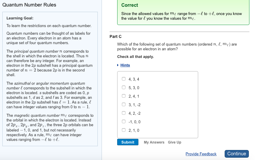 Solved To learn the restrictions on each quantum number. | Chegg.com