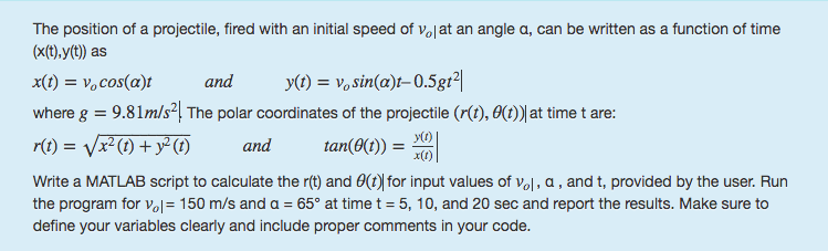 Solved The position of a projectile, fired with an initial | Chegg.com
