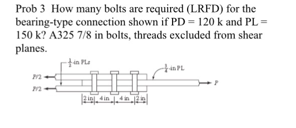 Solved How many bolts are required (LRFD) for the | Chegg.com