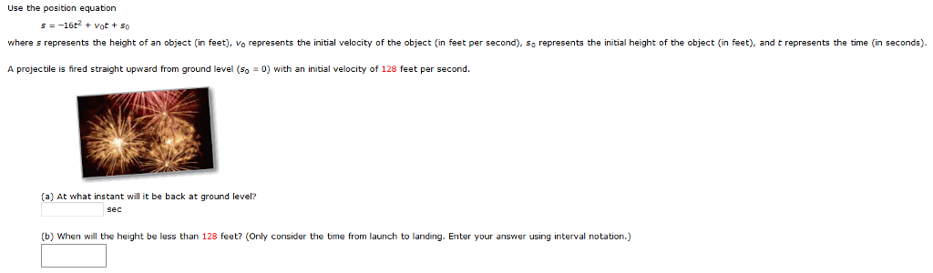 Solved Use the position equation where s represents the | Chegg.com