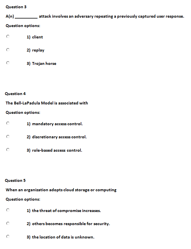 Solved A(n) attack involves an adversary repeating a | Chegg.com