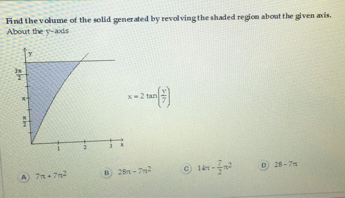 Solved find the volume of the solid generated by revolving | Chegg.com