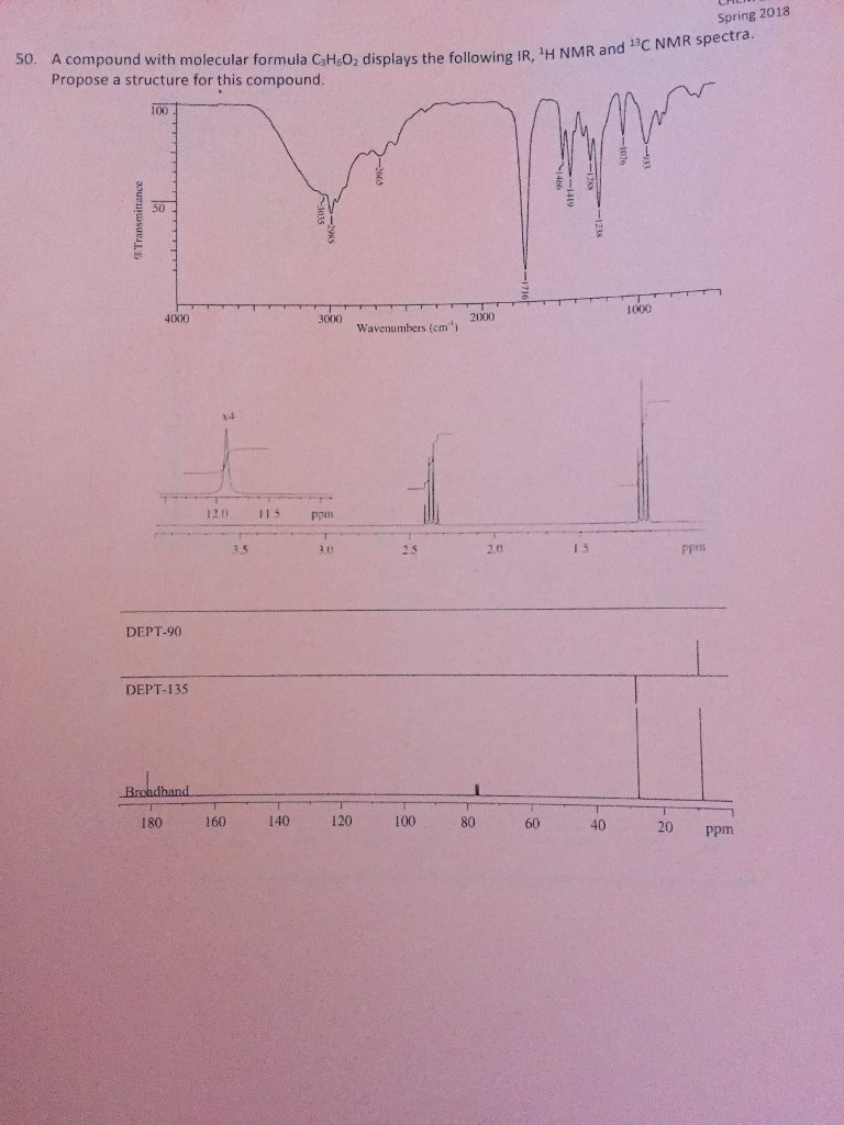 Solved Spring 2018 50. A compound with molecular formula | Chegg.com