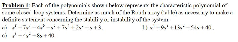 Solved Problem 1: Each of the polynomials shown below | Chegg.com