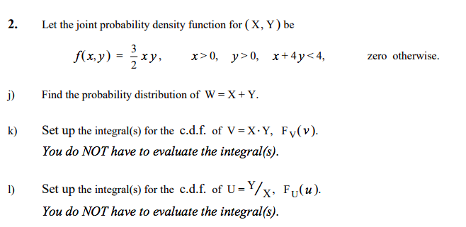 2. Let the joint probability density function for (X, | Chegg.com