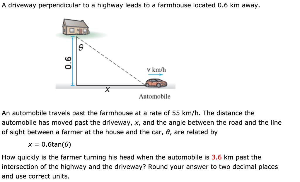 Solved A driveway perpendicular to a highway leads to a | Chegg.com
