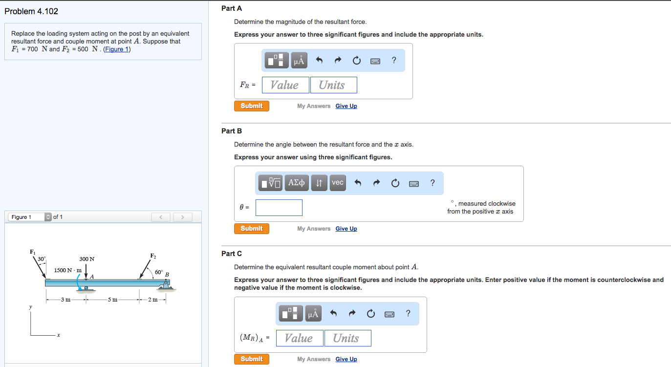 Solved Replace the loading system acting on the post by an | Chegg.com