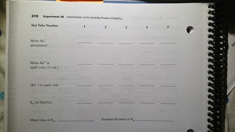 Solved Experiment 26 Data and calculations: The Solubility | Chegg.com