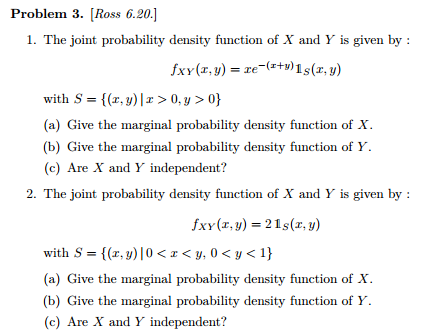Solved The joint probability density function of X and Y is | Chegg.com