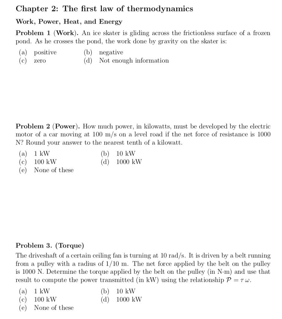 Solved Chapter 2: The first law of thermodynamics Work, | Chegg.com
