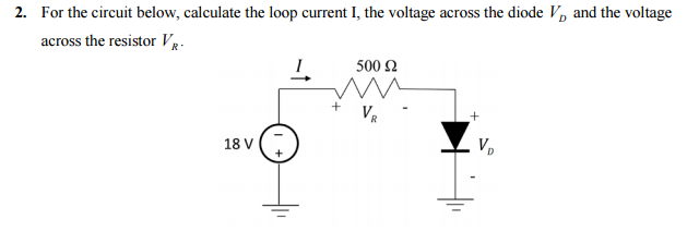 Solved For the circuit below, calculate the loop current I, | Chegg.com