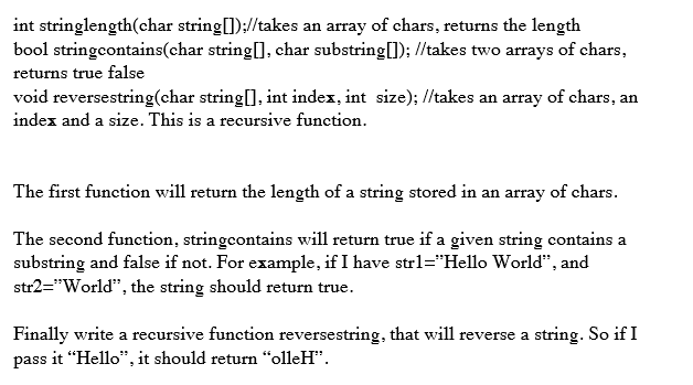 Solved (char stringD)-/ltakes an bool stringcontains(char | Chegg.com