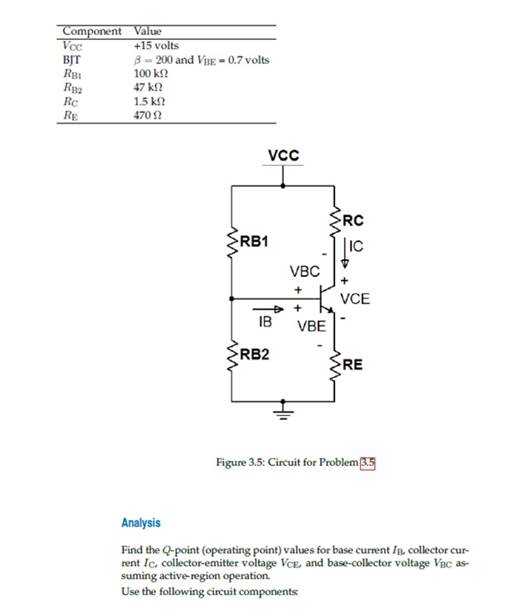 Solved Find the Q-point (operating point) values for base | Chegg.com