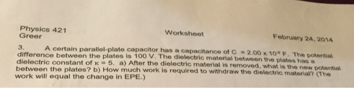 Solved A certain parallel-plate capacitor has a capacitance | Chegg.com