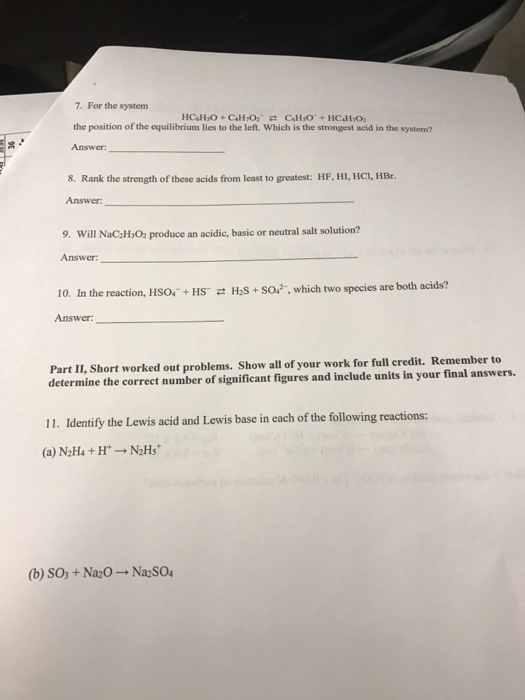 Solved: Part 1, Short Answer Problems. Write Out Your Full... | Chegg.com