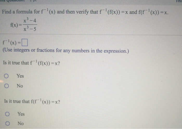 Solved Find a formula for f_-1(x) and then verify that f^-1 | Chegg.com