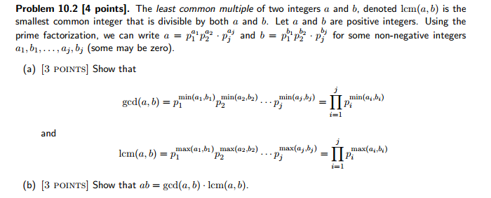 Solved The least common multiple of two integers a and b, | Chegg.com