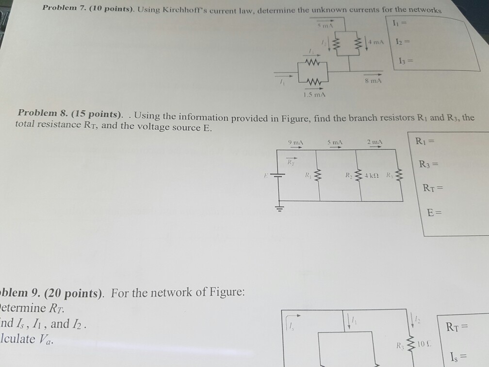 Solved Using Kirchhoff's current law, determine the unknown | Chegg.com