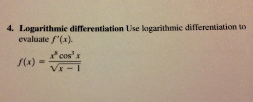 Solved Logarithmic differentiation Use logarithmic | Chegg.com