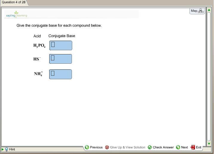 Solved Give the conjugate base for each compound below. | Chegg.com