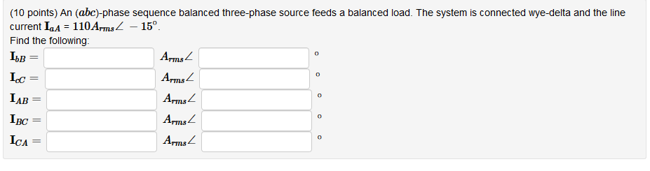 Solved An (abc)-phase sequence balanced three-phase source | Chegg.com