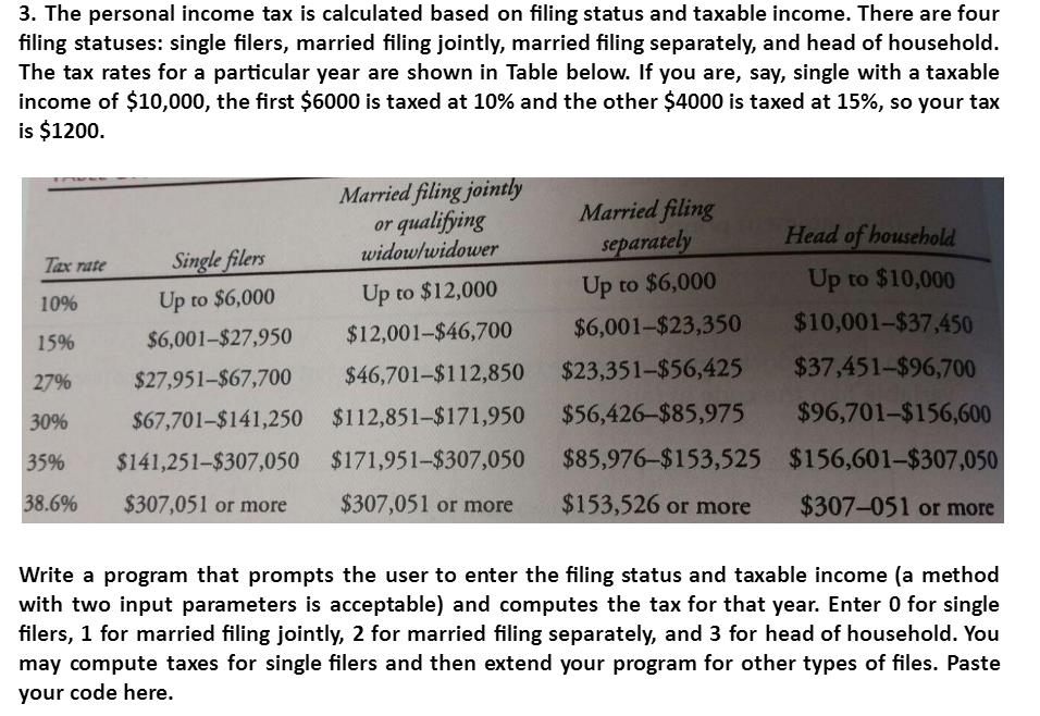 Solved 3. The personal income tax is calculated based on | Chegg.com