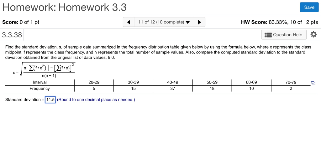 Solved Find the standard deviation, s, of sample data | Chegg.com