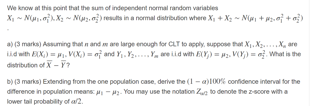 Solved We know at this point that the sum of independent | Chegg.com