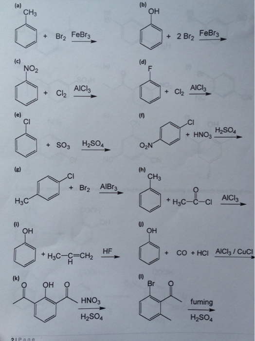 Solved CH3 OH +Br2 FeBr3 +2 Br FeBr3 NO2 Ch AlCls +Cl2 Cl Cl | Chegg.com