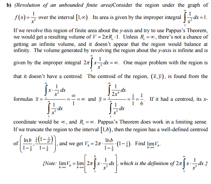 Solved a) (Revolution ofan infinite area)Consider the region | Chegg.com