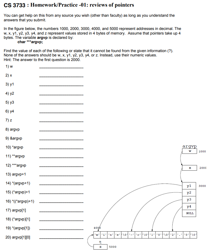 Solved CS 3733 : Homework/Practice -01: reviews of pointers | Chegg.com