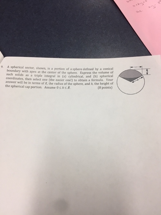Solved A spherical sector, shown, is a portion of a sphere | Chegg.com
