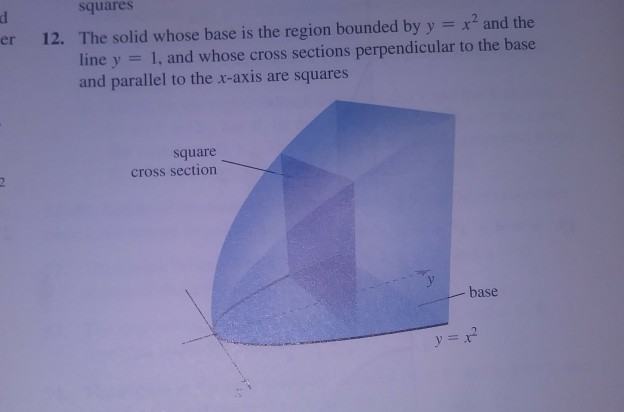 Solved squares The solid whose base is the region bounded by | Chegg.com