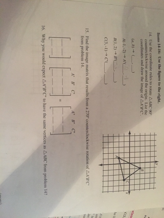 Solved Use the coordinate rules to rotate Delta ABC 90 | Chegg.com