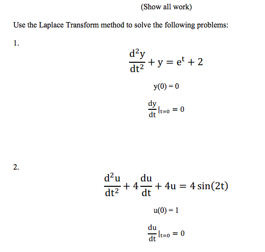 Use the Laplace Transform method to solve the | Chegg.com
