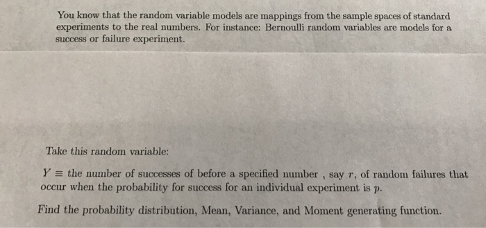 Solved You know that the random variable models are mappings | Chegg.com