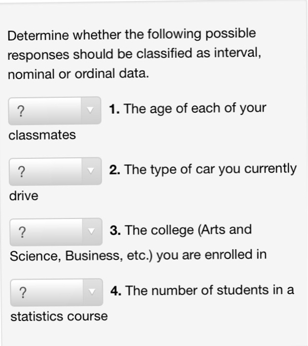 Solved Determine whether the following possible responses | Chegg.com