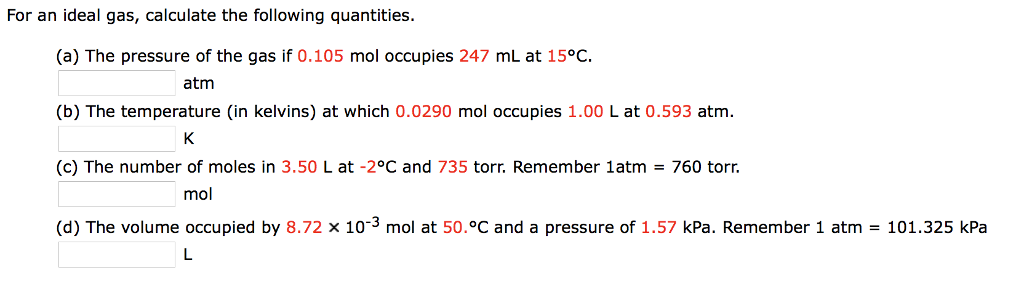 Solved For an ideal gas, calculate the following quantities | Chegg.com