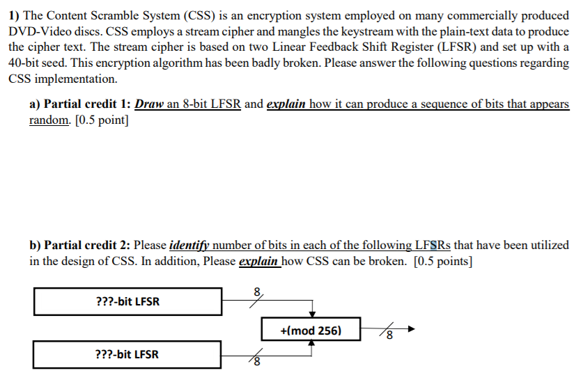 1) The Content Scramble System (CSS) is an encryption | Chegg.com