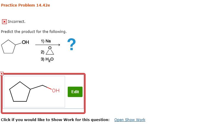 Solved Practice Problem 14.42e XIncorrect. Predict the | Chegg.com
