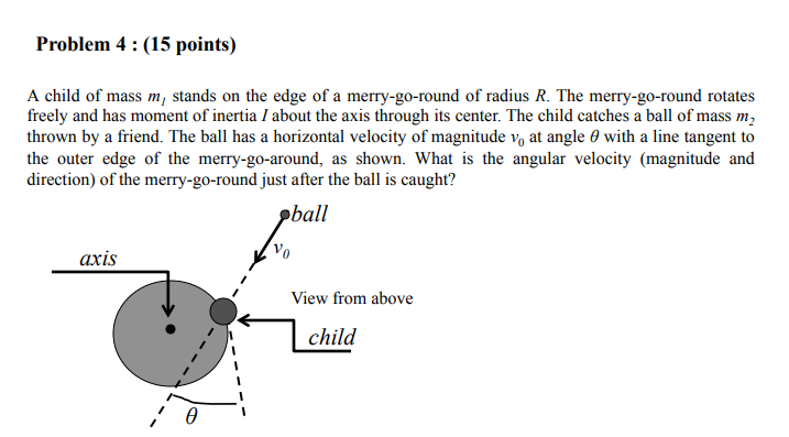 Solved Problem 4: (15 points) A child of mass m, stands on | Chegg.com