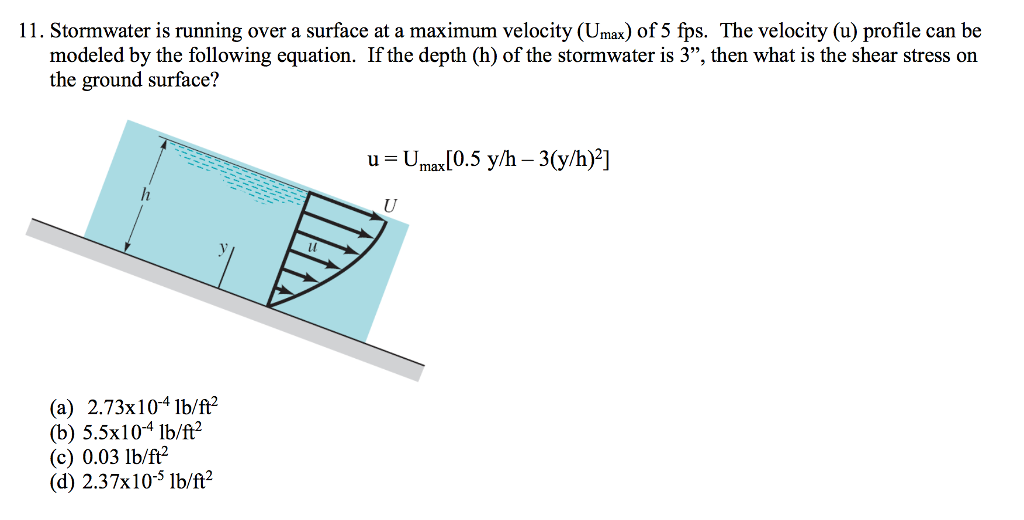 Solved Stormwater is running over a surface at a maximum | Chegg.com