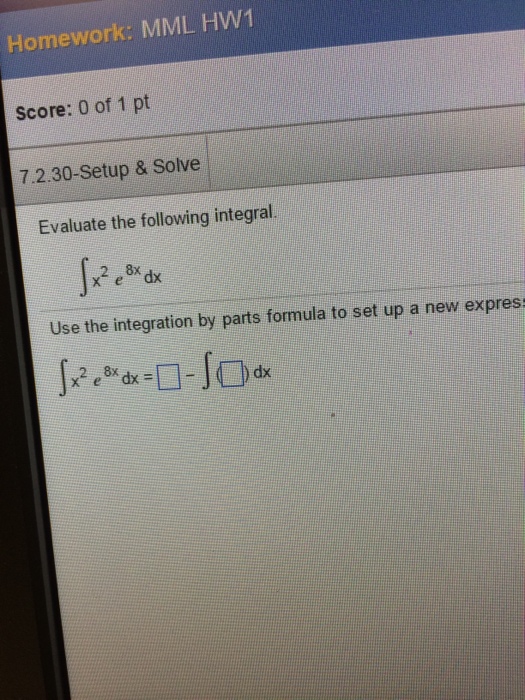 Solved Evaluate the following integral. integral x^2 e^8x dx | Chegg.com
