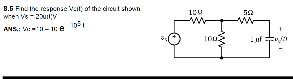 Solved Find the response Vc(t) of the circuit shown when Vs | Chegg.com