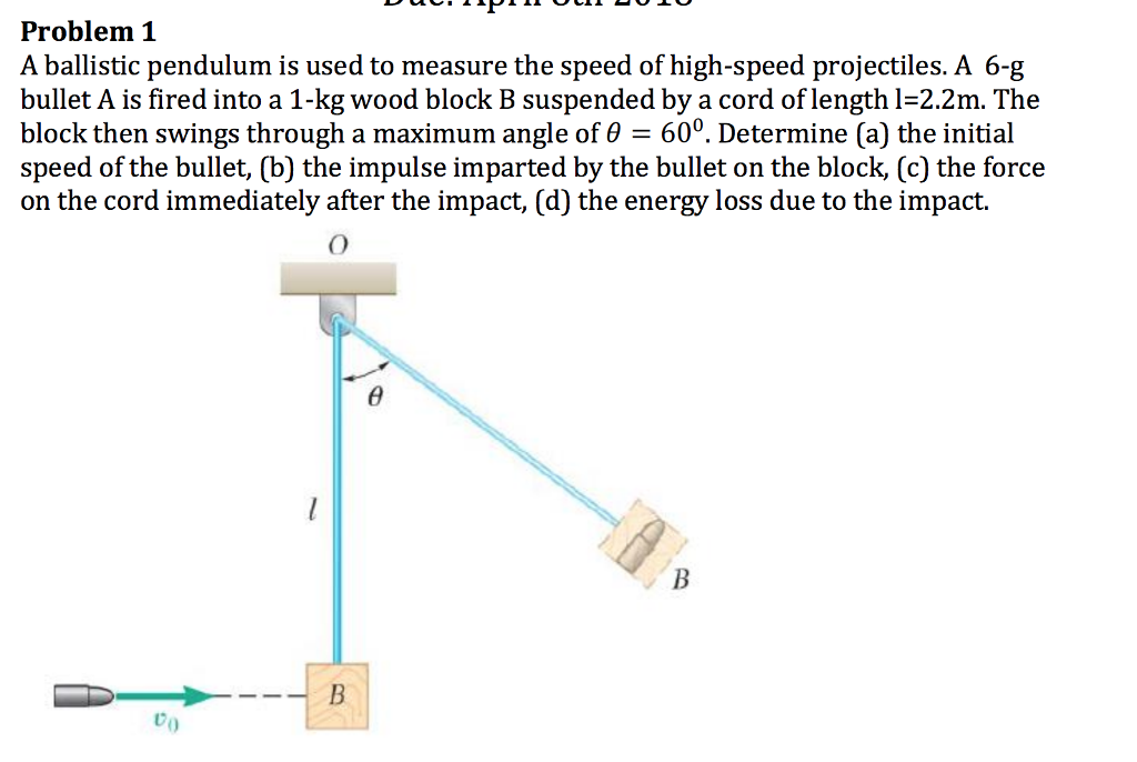 Solved Problem 1 A ballistic pendulum is used to measure the | Chegg.com