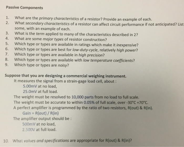 Solved What are the primary characteristics of a resistor? | Chegg.com