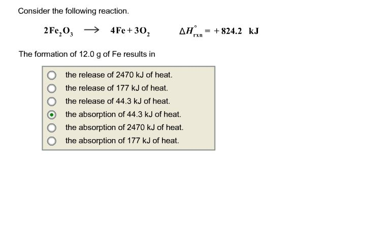 Solved Consider The Following Reaction 2fe2o3 → 4fe 30