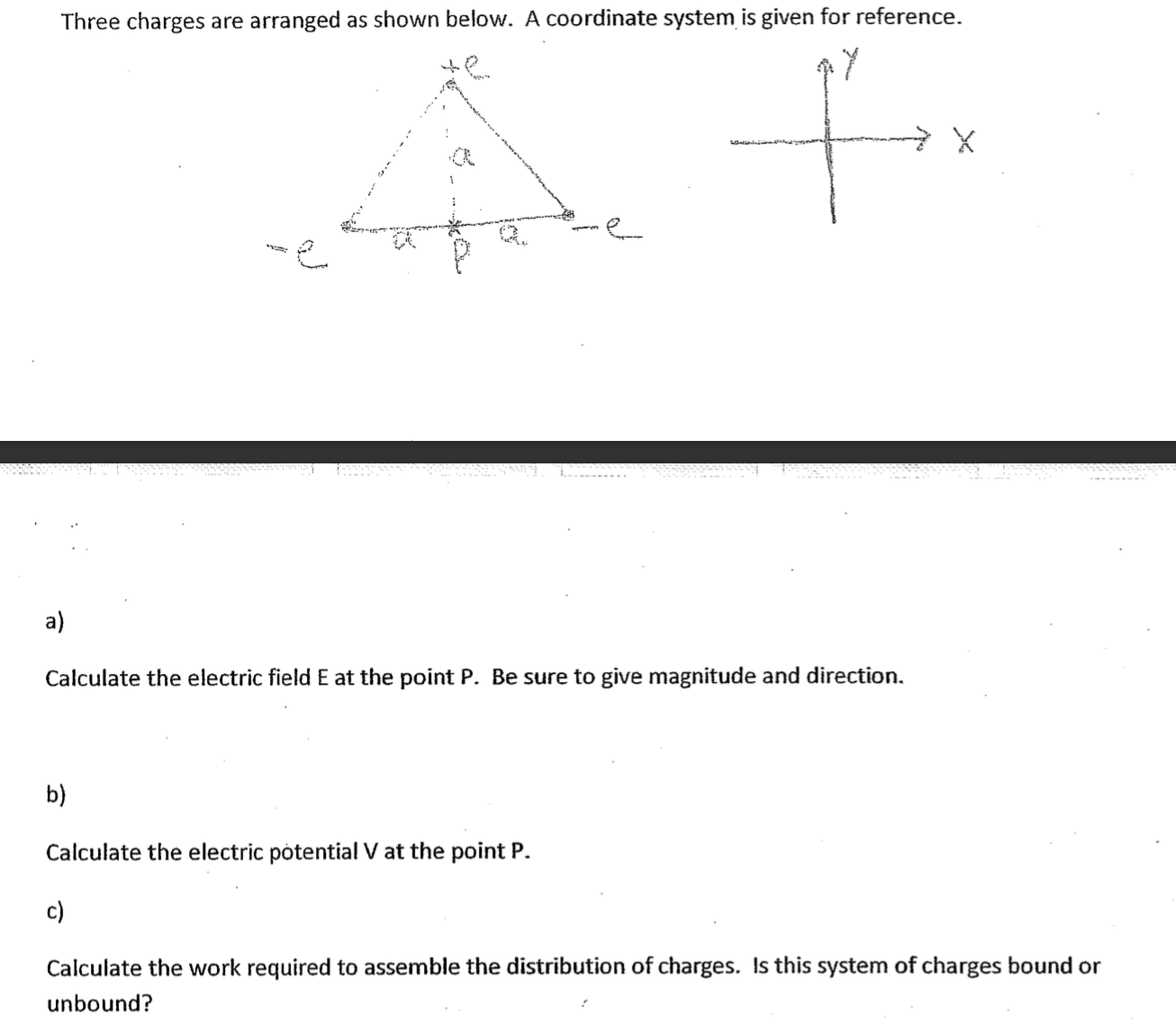 Solved Three charges are arranged as shown below. A | Chegg.com
